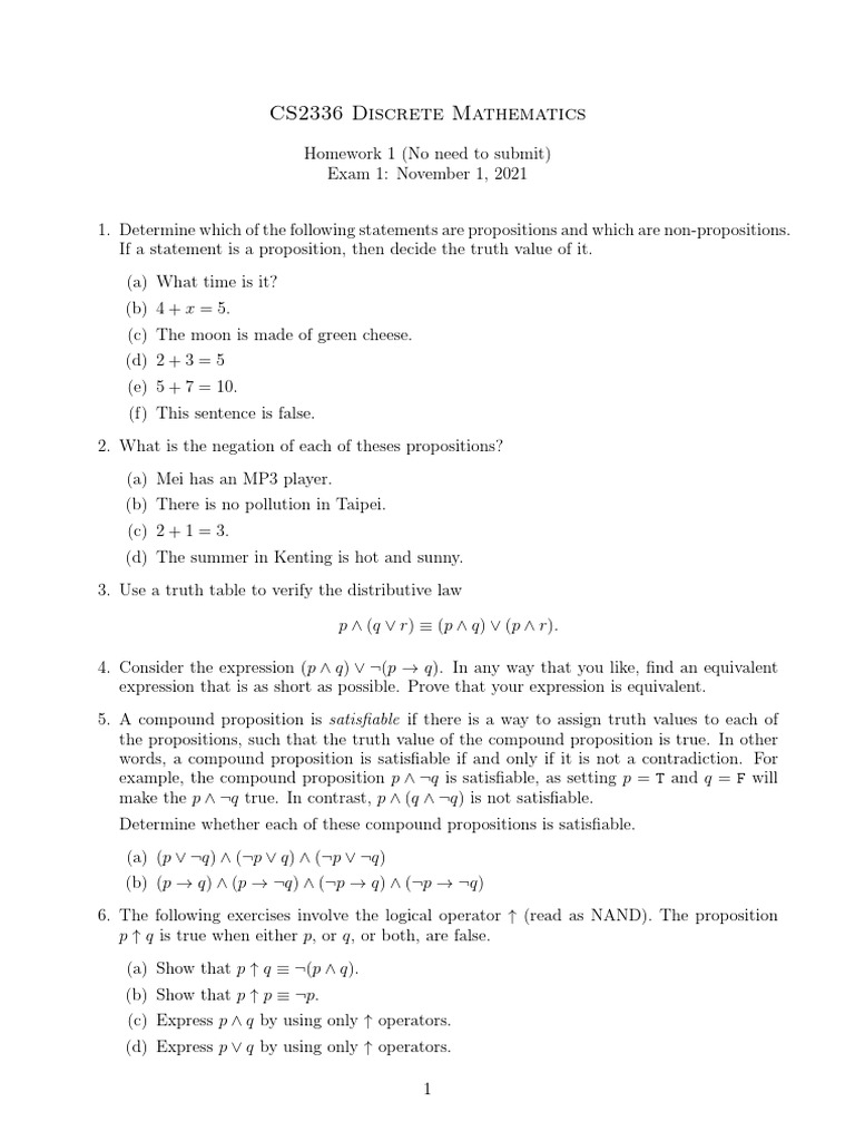 Assign 1 | PDF | Proposition | Argument