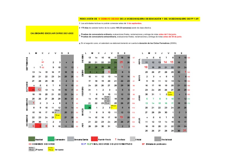 Calendario Escolar 21 22 Web 1 | PDF | Calendario
