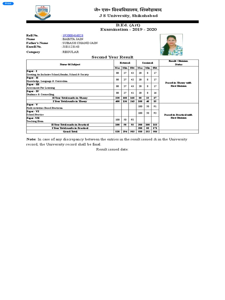 जे० एस० िवश्विवद्यालय, िशकोहाबाद J S University, Shikohabad B.Ed. (Art ...