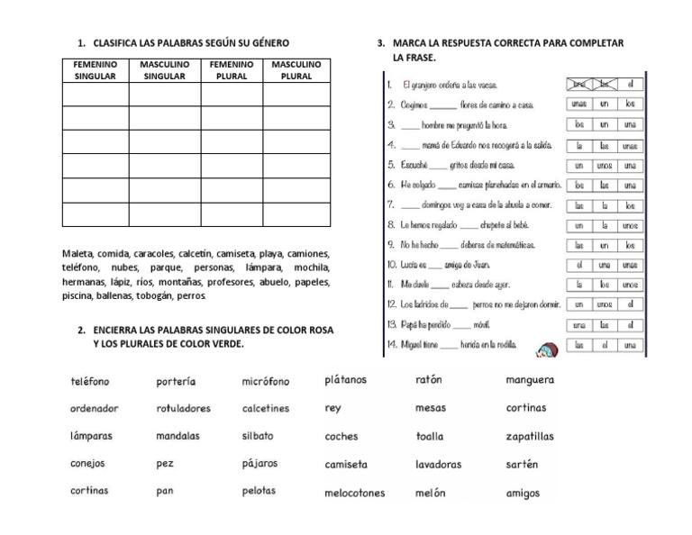 Clasificación de Palabras Según Su Género | PDF | Artes del Lenguaje y ...