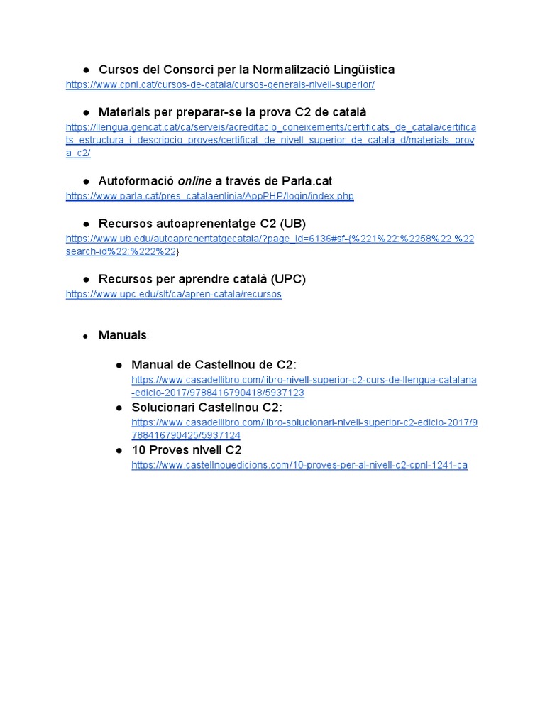 Recursos Nivell C2 de Català | PDF