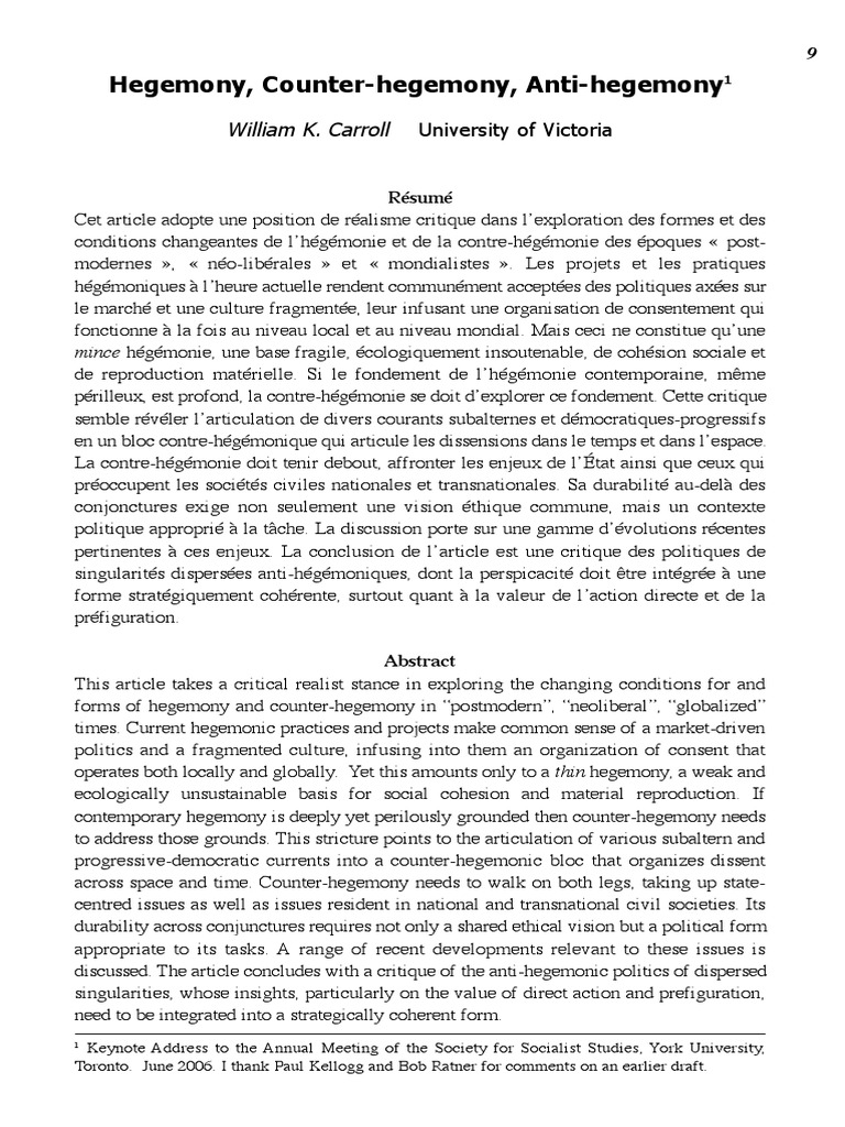 Hegemony, Counter Hegemony, Anti Hegemony | PDF | Histoire