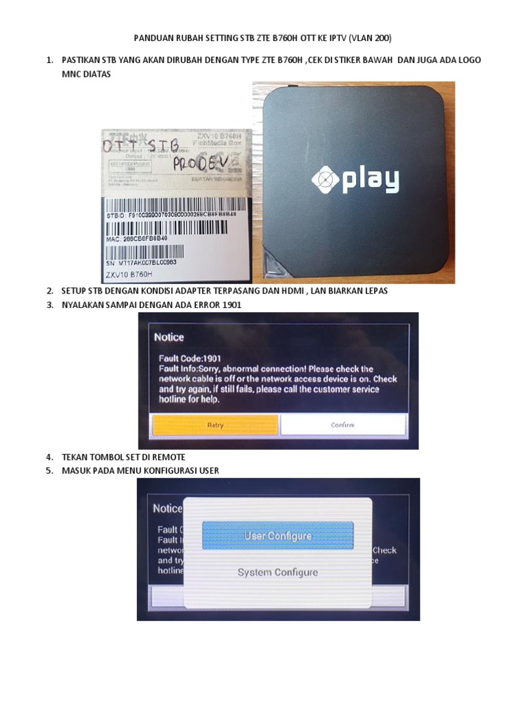 Panduan Rubah Setting STB Zte B760H Ott Ke Iptv | PDF