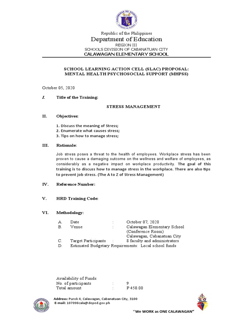 1 Training Proposal | PDF | Stress Management | Health Sciences