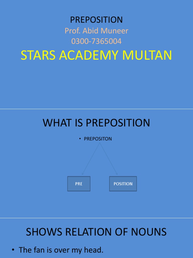 Preposition Lecture By Abid Muneer Pdf Preposition And Postposition Syntactic Relationships