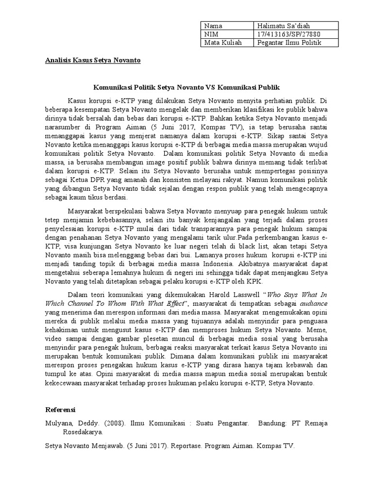 Analisis Kasus Setya Novanto | PDF
