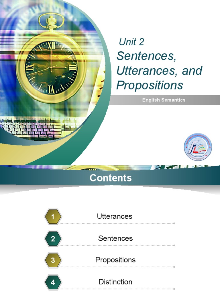 Unit 2 - Sentences, Utterances, Propositions | PDF | Proposition | Word