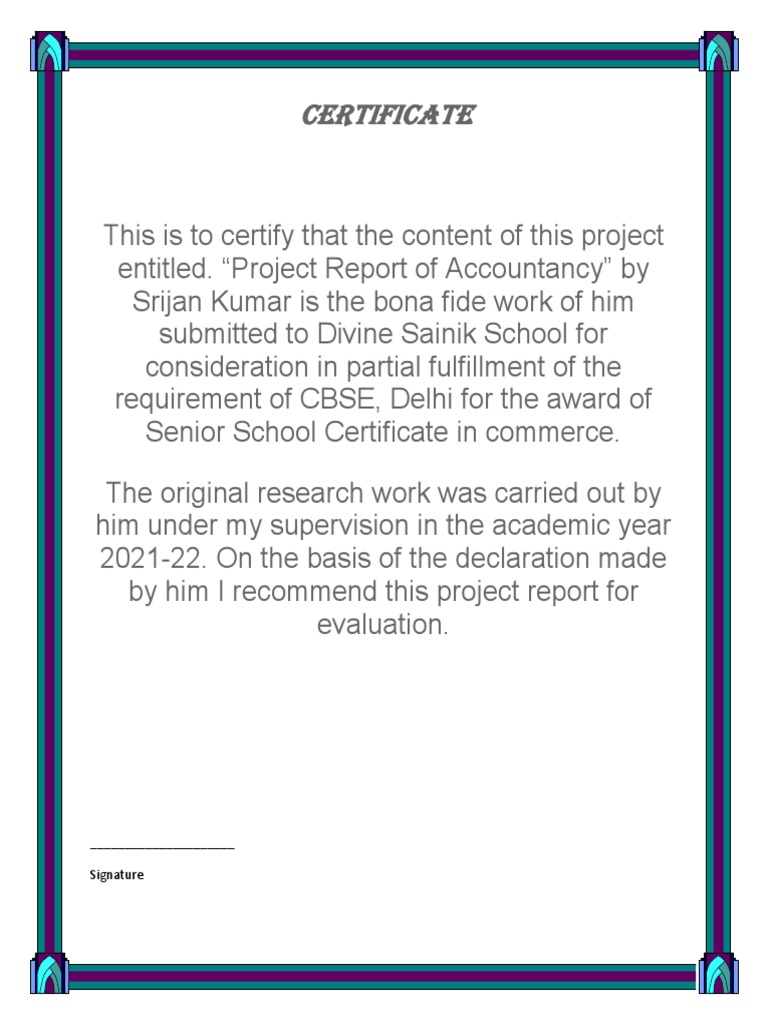 Project Report Certificate in Accountancy | PDF | Finance & Money ...