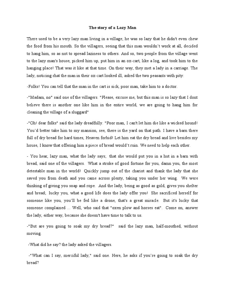 The Story of A Lazy Man | PDF