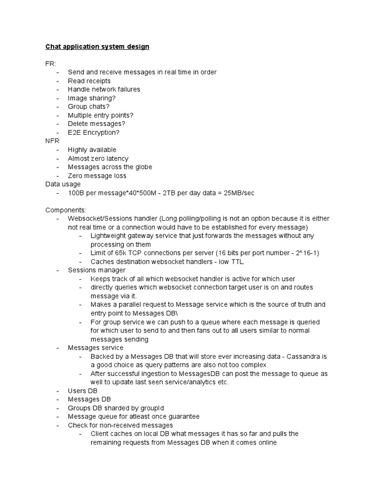 Chat Application System Design | PDF