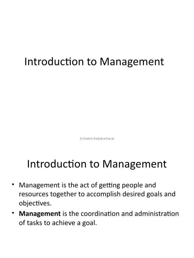Unit 1 Introduction To Management-Notes To Students | PDF | System ...