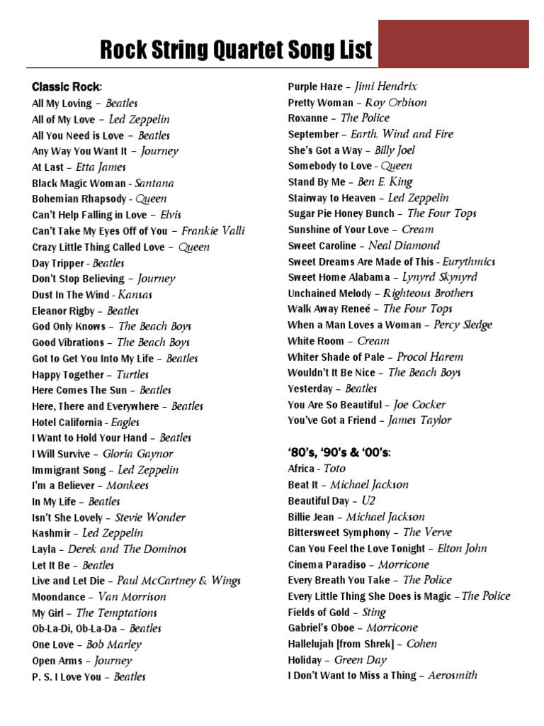Rock String Quartet | PDF | The Beatles | Rock Music