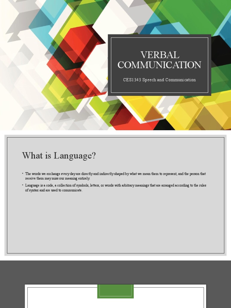 Topic 3 Verbal Communication | PDF | Semantics | Communication