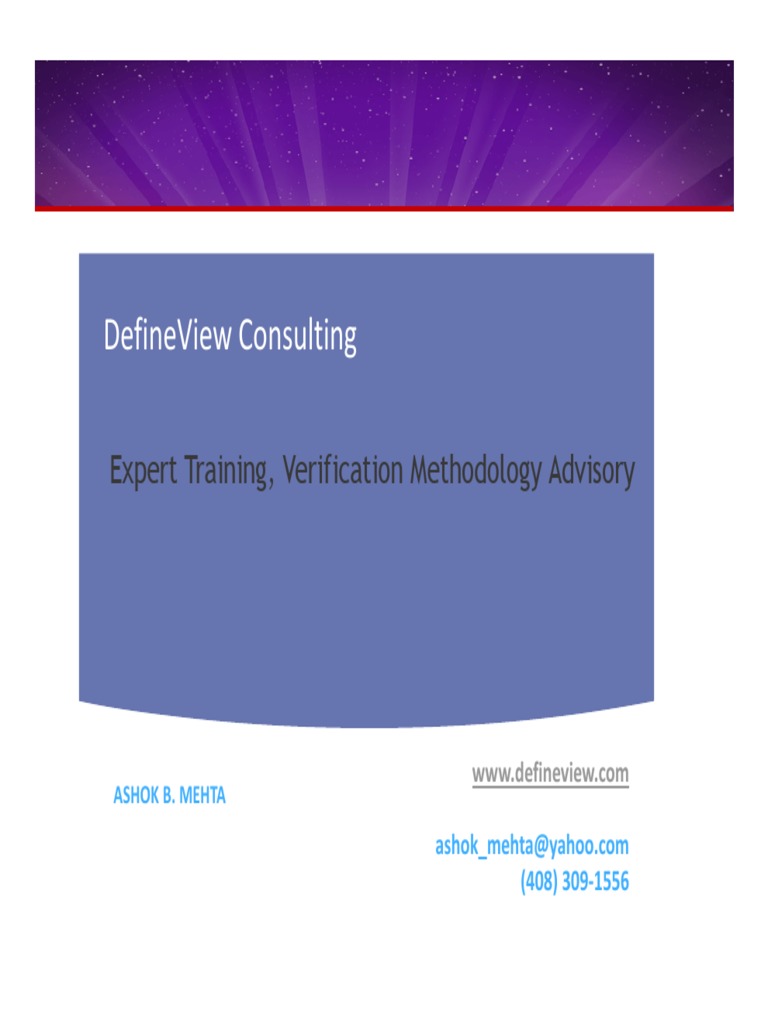 Defineview Consulting Expert Training Verification Methodology Advisory Pdf Formal