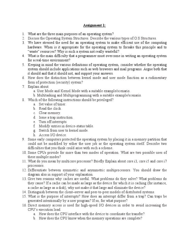OS Assignment | PDF | Operating System | Cache (Computing)