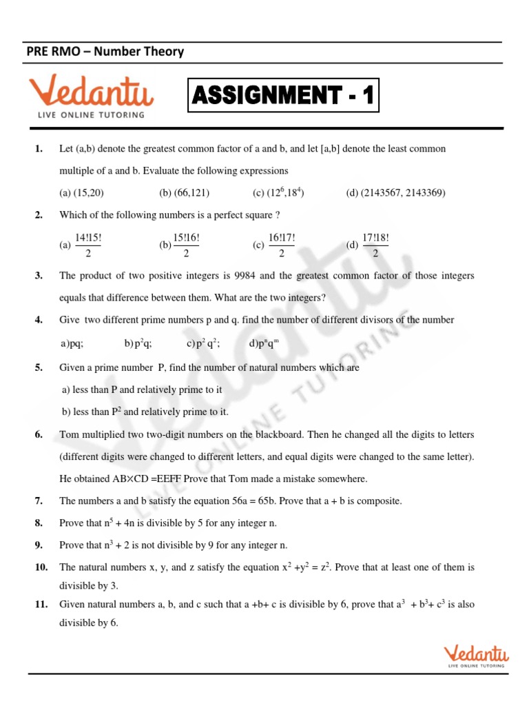 IOQM Number Theory GCD AND LCM | PDF | Algebra | Discrete Mathematics