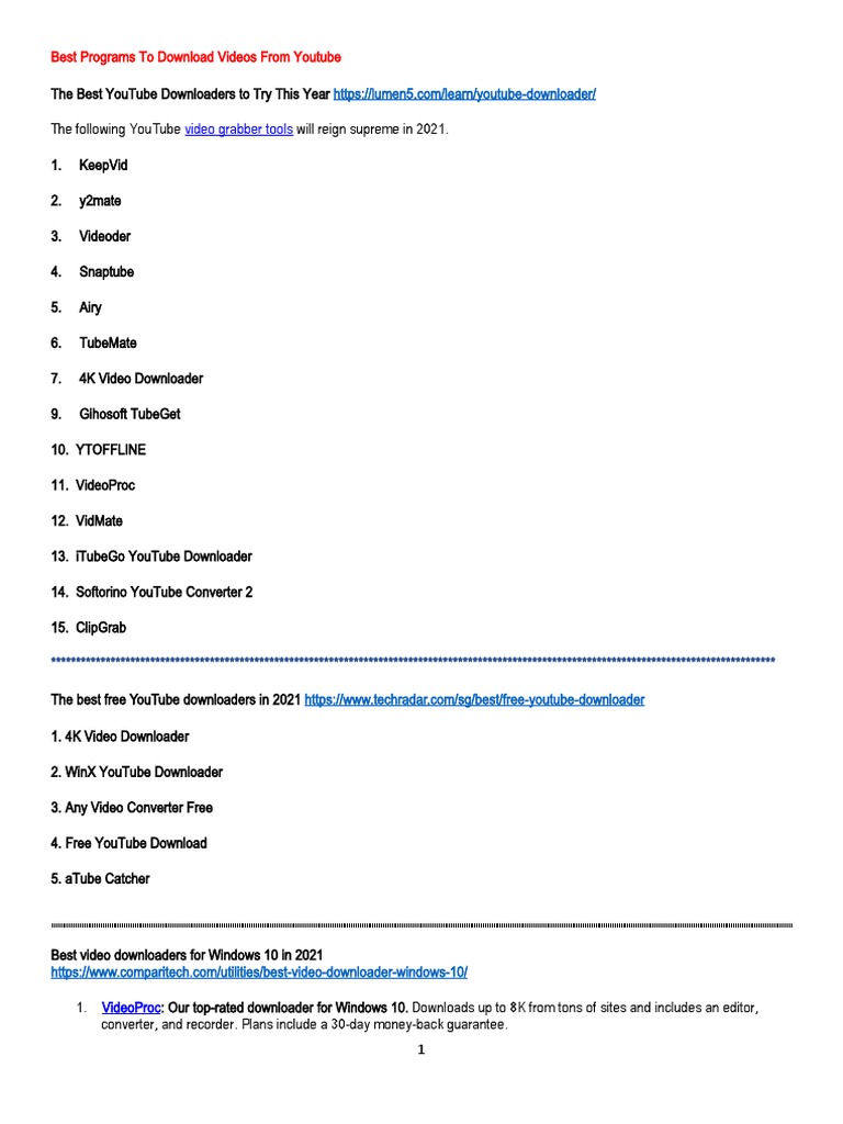 Best Programs To Download Videos From Youtube | PDF | You Tube ...