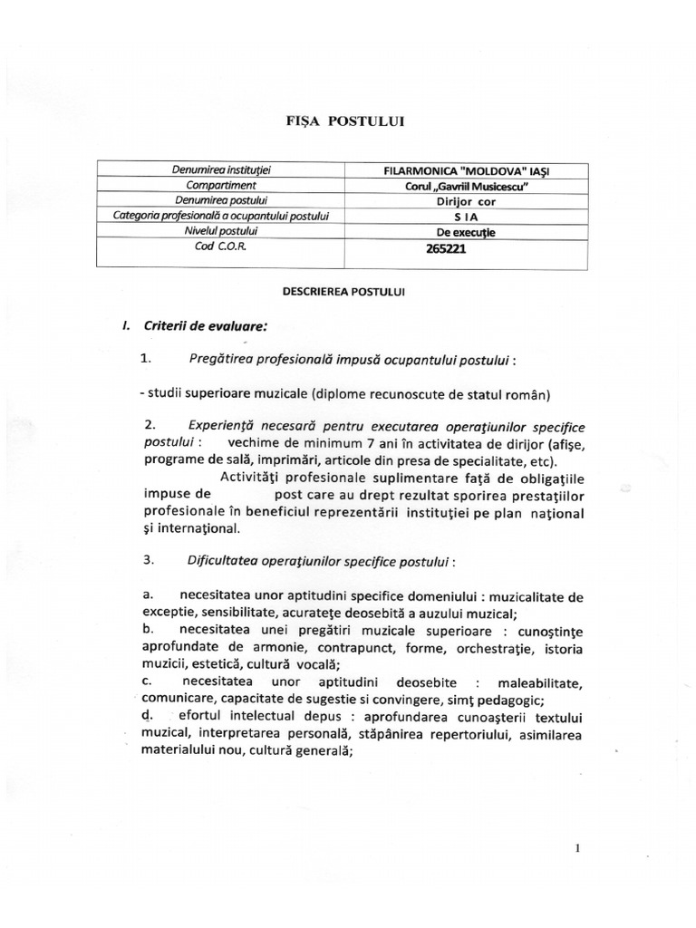 Fisa Post Dirijor | PDF