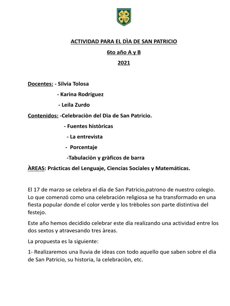 Actividades educativas para San Patricio | PDF | Republica de Irlanda ...