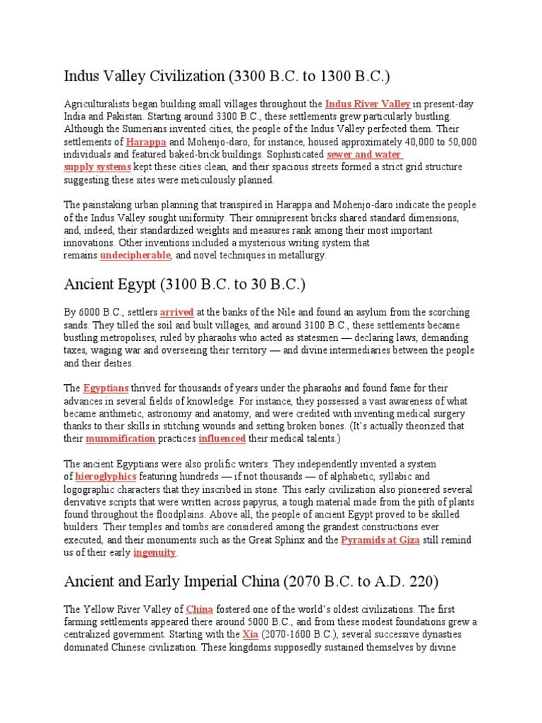 Indus Valley Civilization | Download Free PDF | Ancient Egypt | China
