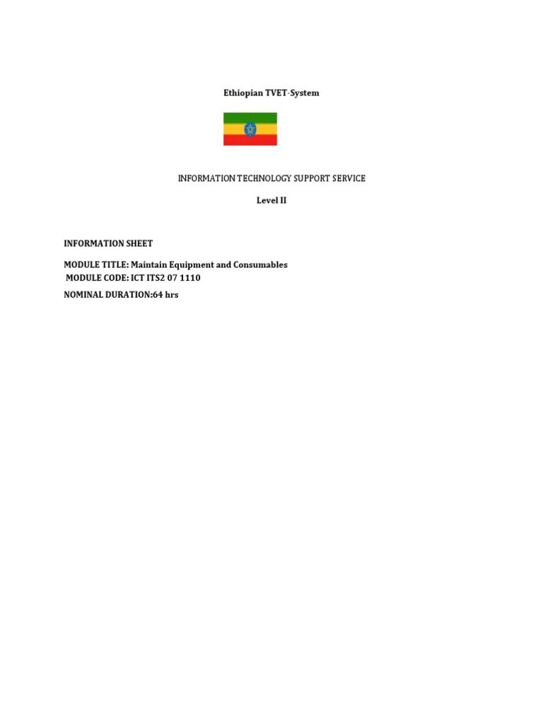 Ethiopian TVET-System: Information Technology Support Service | PDF