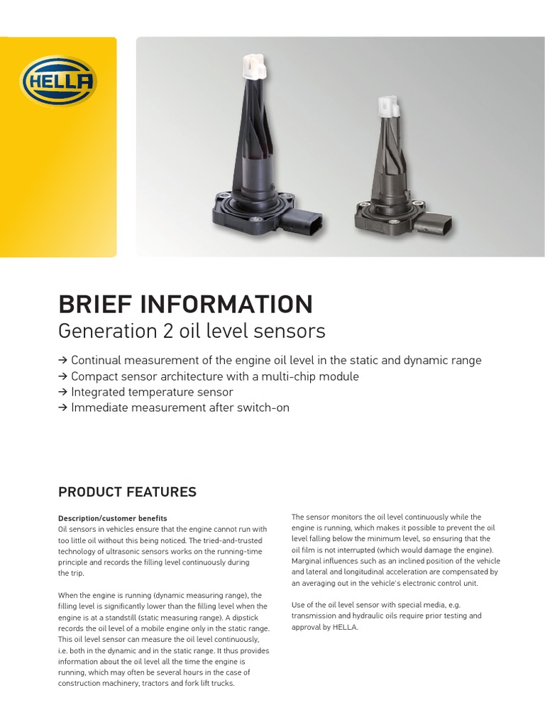Brief Information-Puls Oil Level Sensor | PDF | Sensor | Manufactured Goods