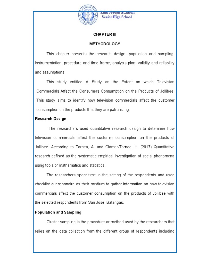 Chapter 3. Final | PDF | Questionnaire | Sampling (Statistics)
