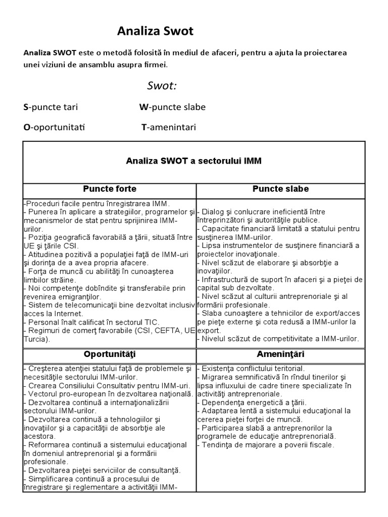 Analiza Swot | PDF
