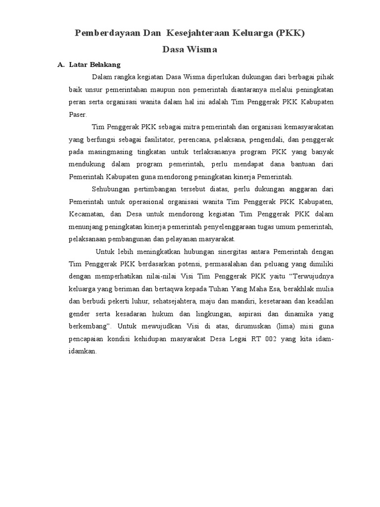 Proposal Dasawisma | PDF