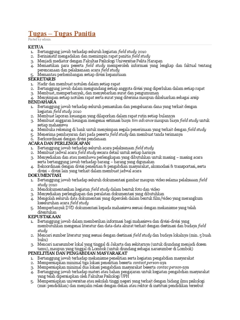 Tugas Kepanitiaan | PDF Tugas Kepanitiaan | PDF