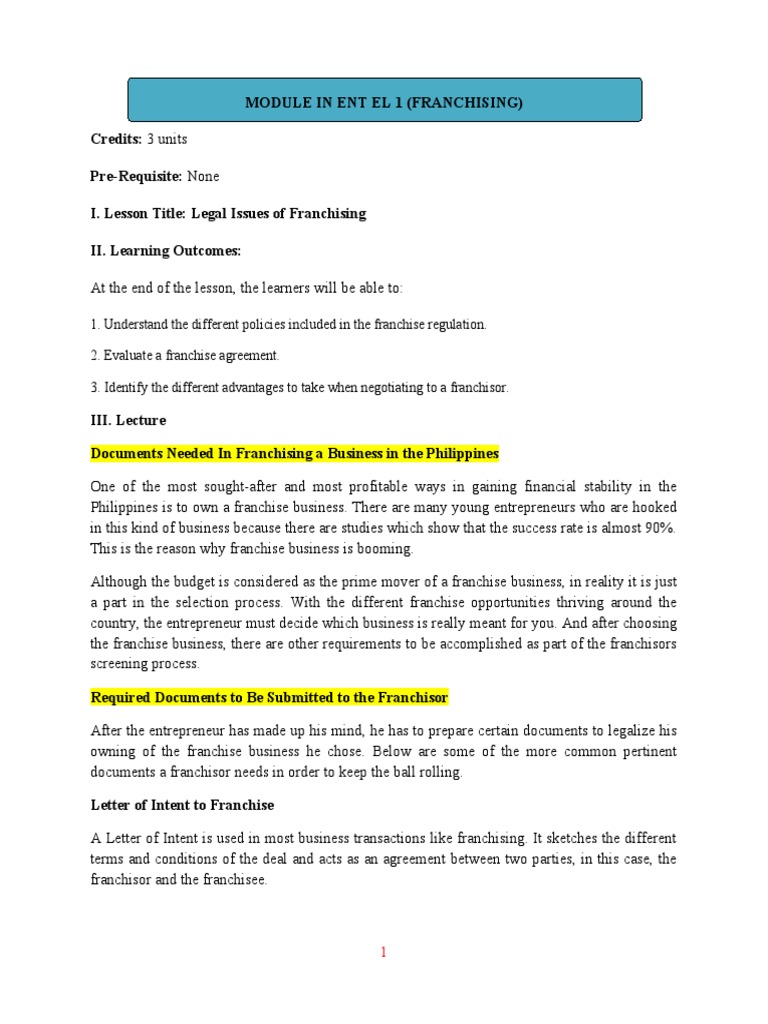 Legal Aspects of Franchising in the Philippines | PDF | Franchising ...