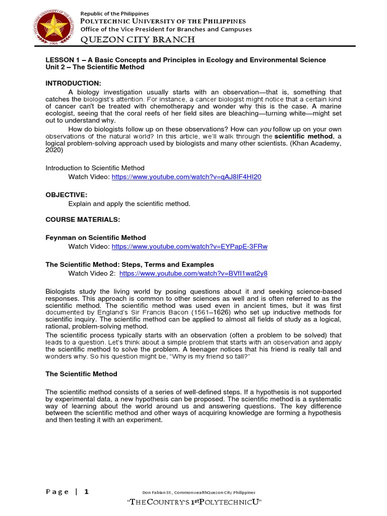 Scientific Method in Environmental Science | PDF | Scientific Method ...