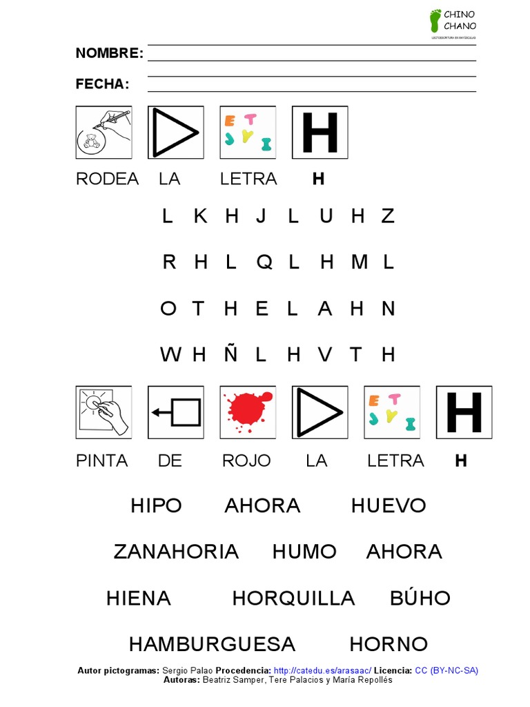 Actividades de Lectoescritura con la H | PDF