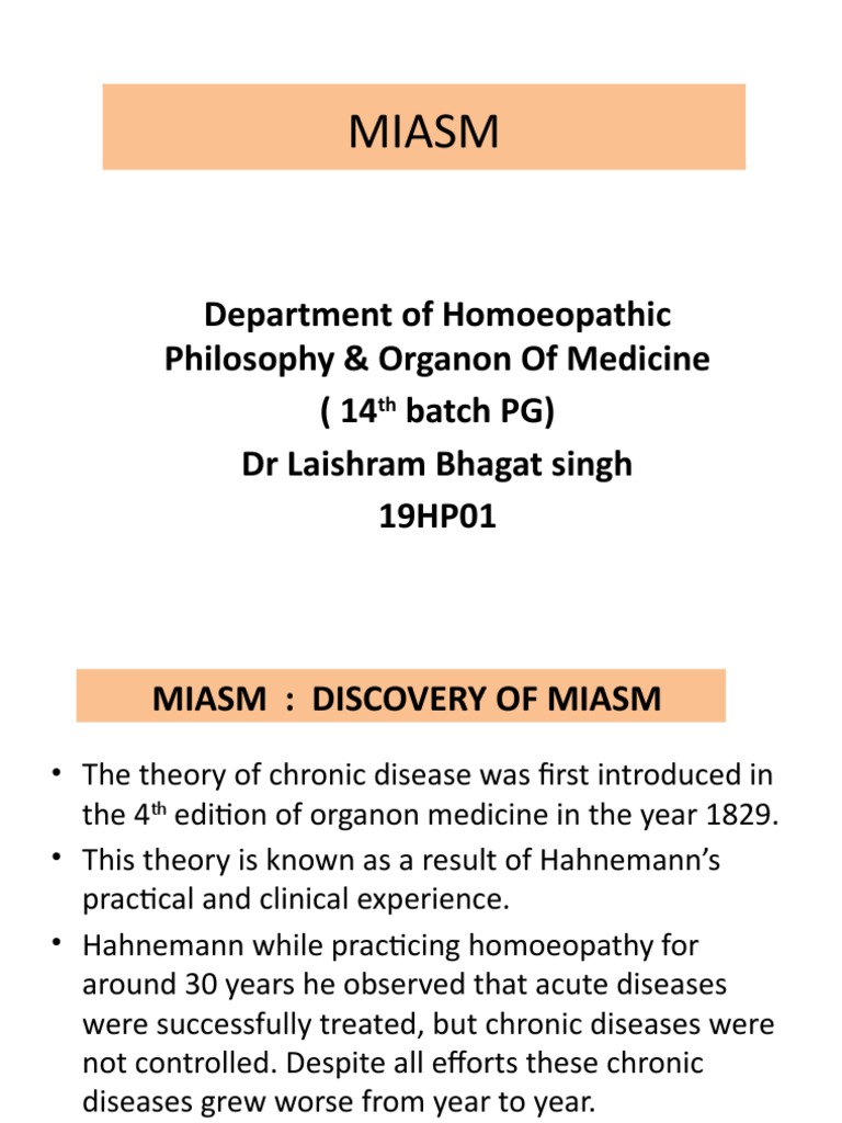 Miasm Introduction | PDF | Homeopathy | Medicine