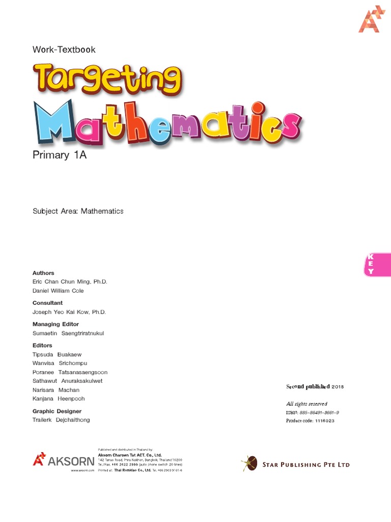 Work-Textbook Primary 1A Subject Area: Mathematics | PDF | Mathematics