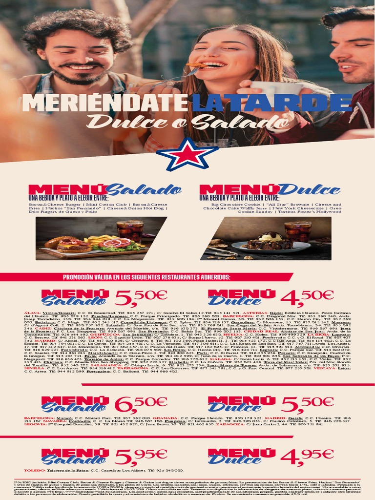 PDF Descargable Menu Merienda Con Restaurantes | PDF | Alimentos ...