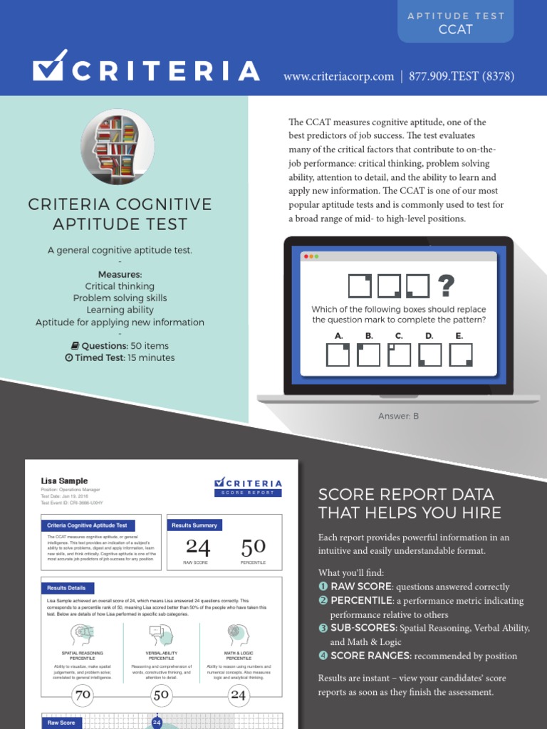 Evaluating Cognitive Aptitude: An Analysis of the Criteria Cognitive ...