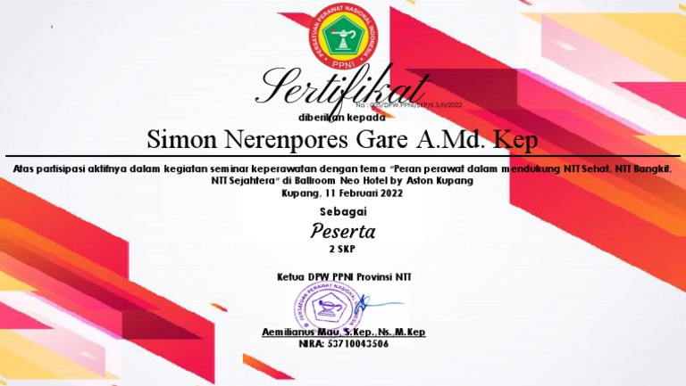 Sertifikat Simon Nerenpores Gare | PDF