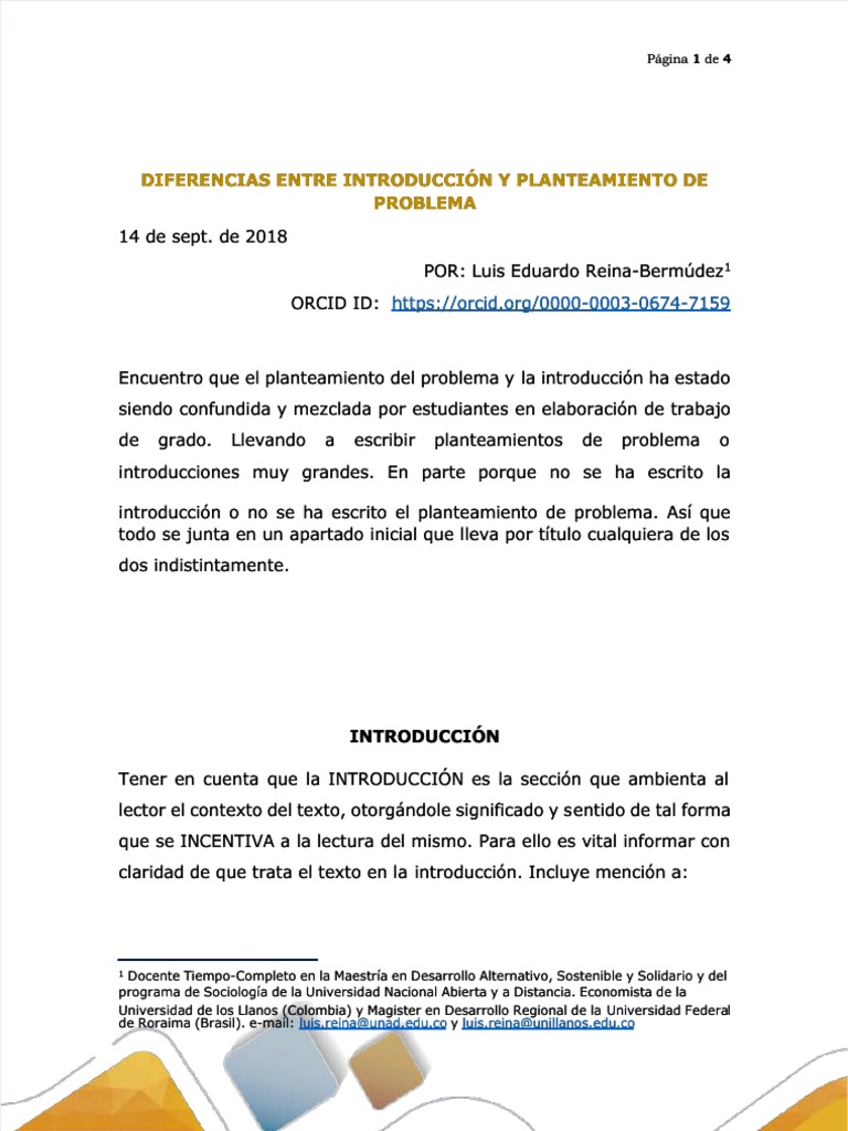 Diferencia Entre Introduccion y Planteamiento Del Problema | PDF Diferencia Entre Introduccion y Planteamiento Del Problema | PDF