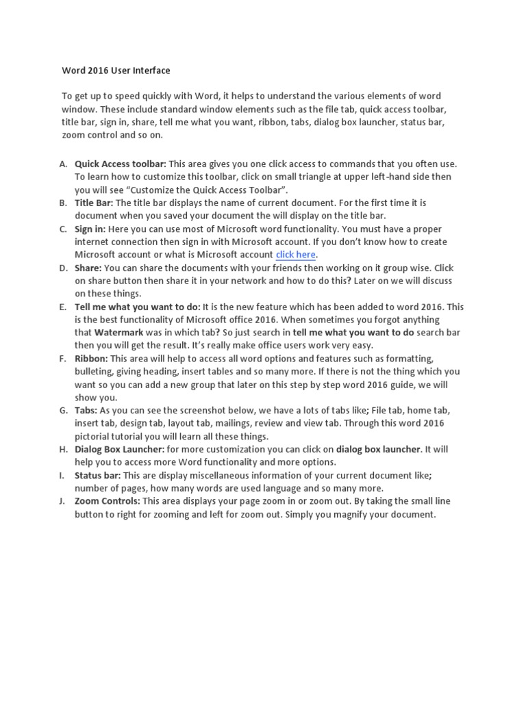 Word 2016 - User Guide-Basic I | PDF | Window (Computing) | Software ...