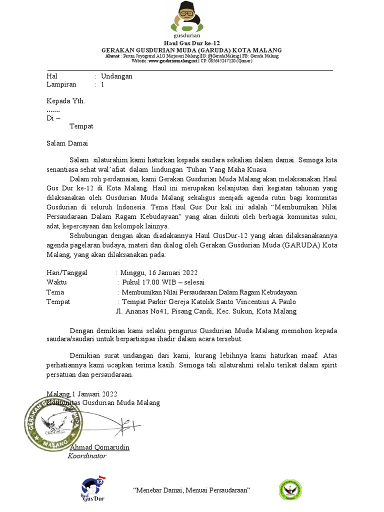 Surat Undangan Haul 12 | PDF