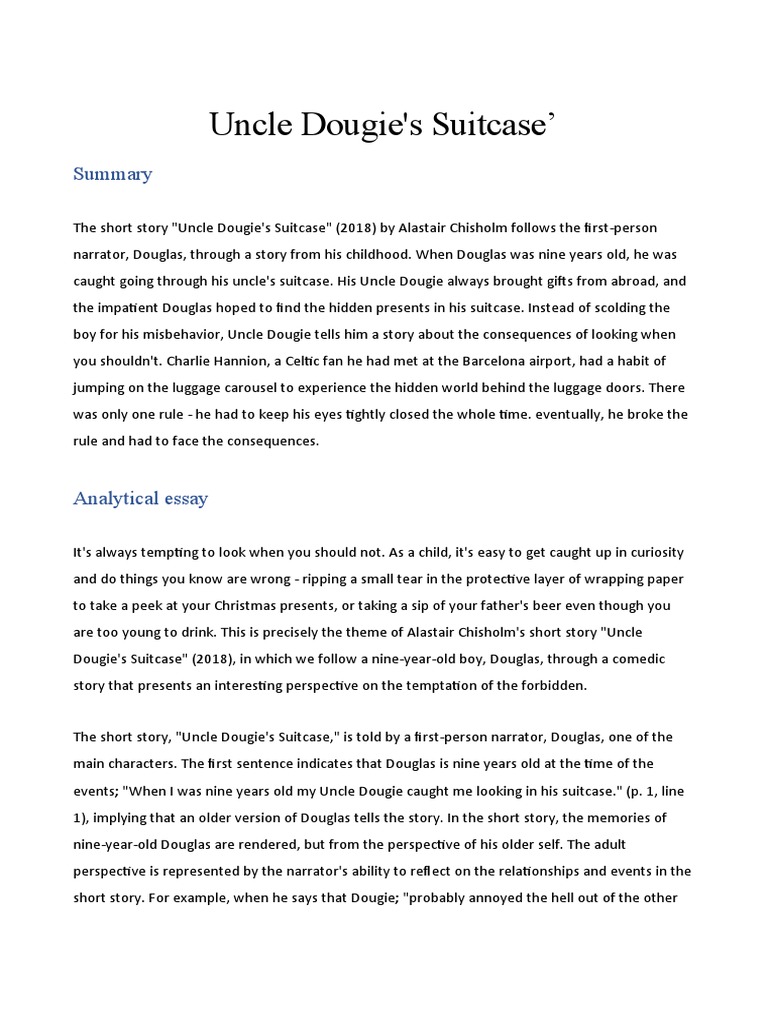 Uncle Dougie - Analysis | PDF | Narration | Baggage