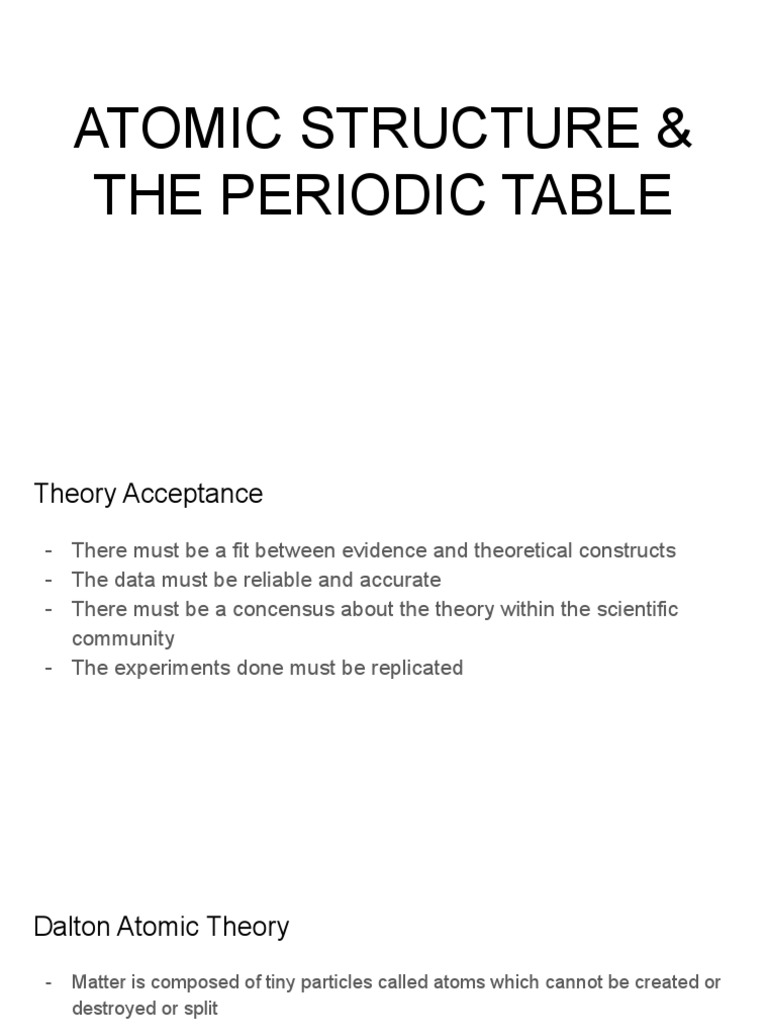 Atomic Structure & The Periodic Table Unit 1 | PDF | Atoms | Chemical ...