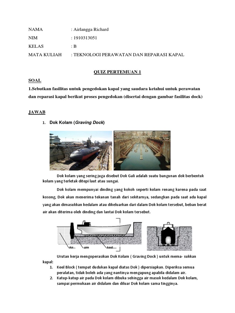 QUIZ PERTEMUAN 1 REPARASI KAPAL - 1910313051 - Airlangga Richard | PDF ...