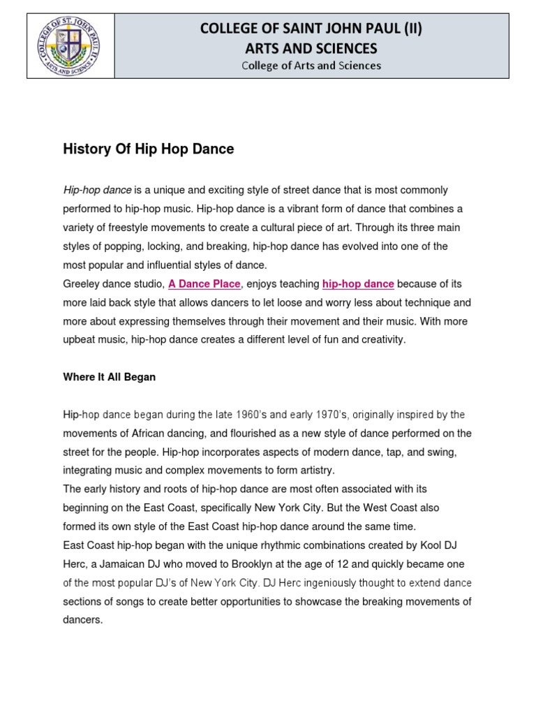 A Comprehensive History and Analysis of Hip Hop Dance | PDF | Hip Hop ...