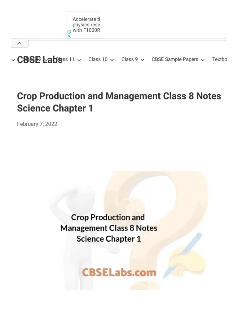 Crop Production and Management Class 8 Notes Science Chapter 1 - CBSE ...