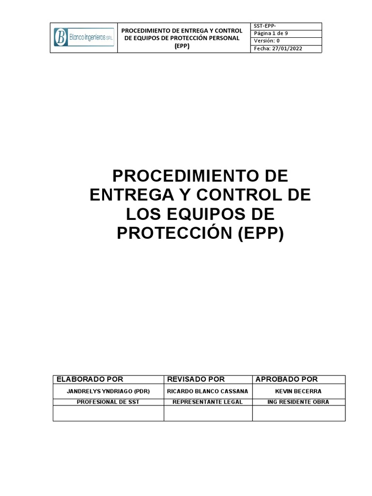 Procedimiento de EPP | PDF | Casco | Ropa