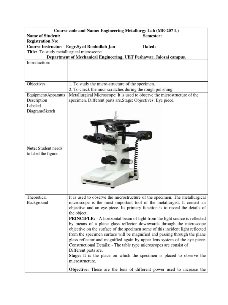 2 Metallurgical Microscope | PDF | Microscopy | Electromagnetic Radiation