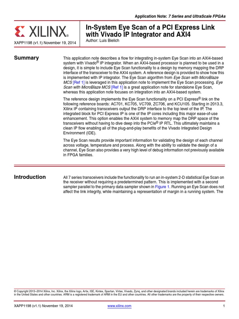 In-System Eye Scan of A PCI Express Link With Vivado IP Integrator and ...