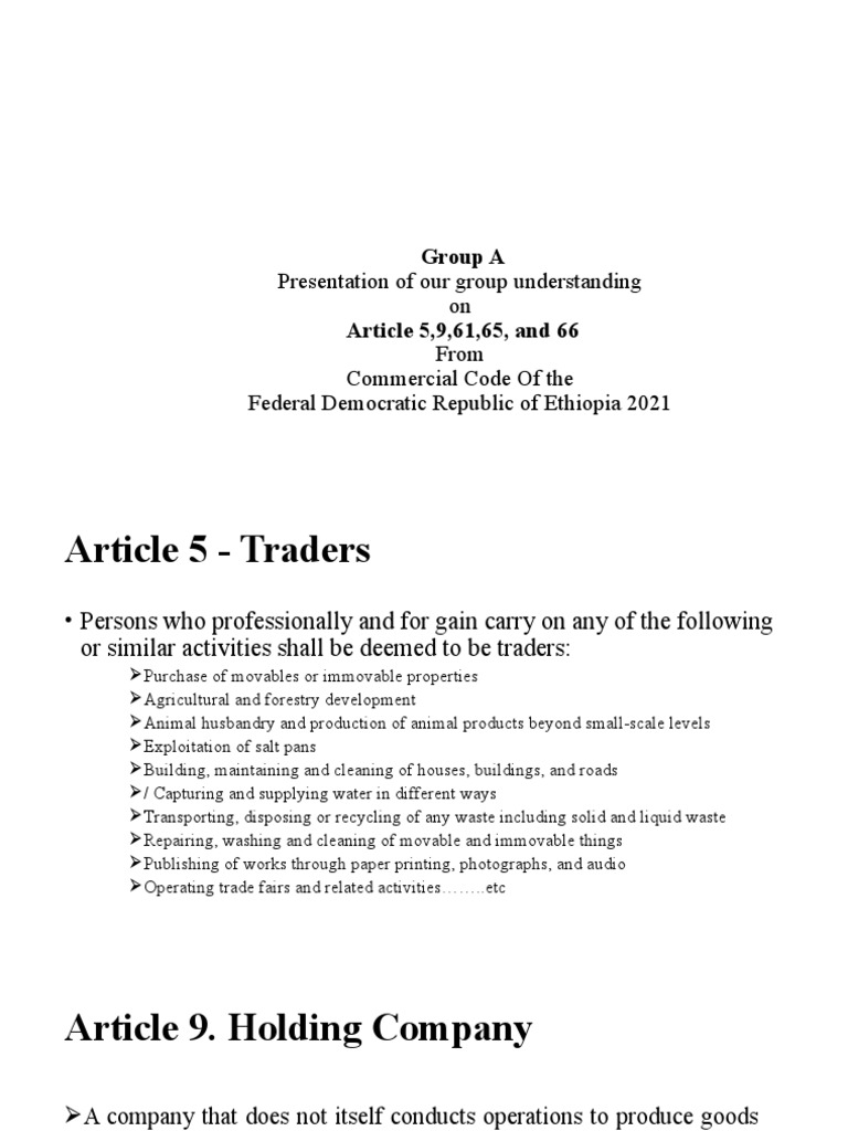 Presentation of Our Group Understanding On From Commercial Code of The ...